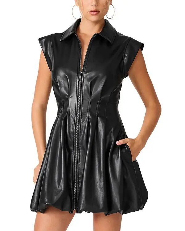 Steve Madden Dyanne Cap Sleeve Bubble Hem Dress - Black
