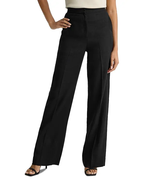 St. John Linen Blend Stretch Wide Leg Pants