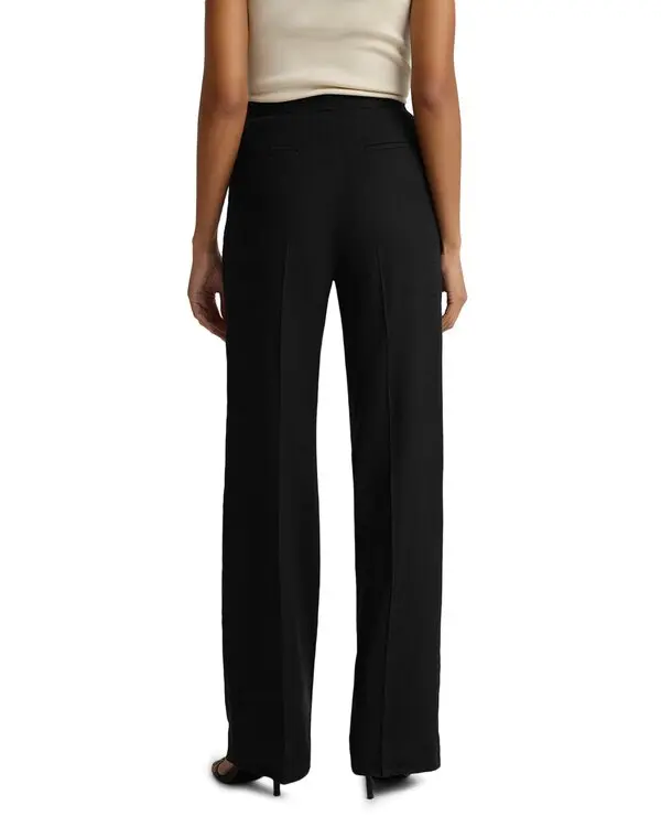 St. John Linen Blend Stretch Wide Leg Pants