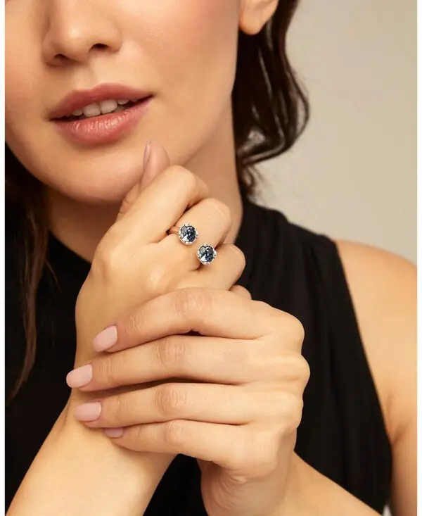UNODE50 Sterling -plated Ring With Two Crystals