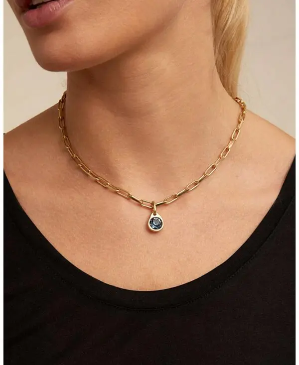 UNODE50 Plated Circular Charm With Crystal
