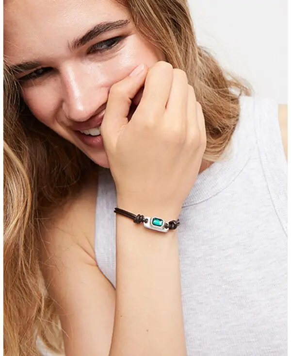 UNODE50 Sterling Plated Leather Bracelet With Crystal
