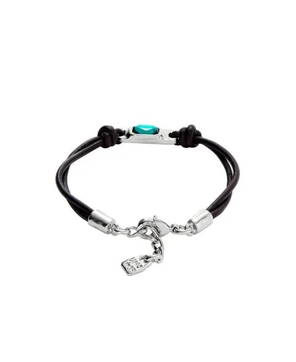 UNODE50 Sterling Plated Leather Bracelet With Crystal