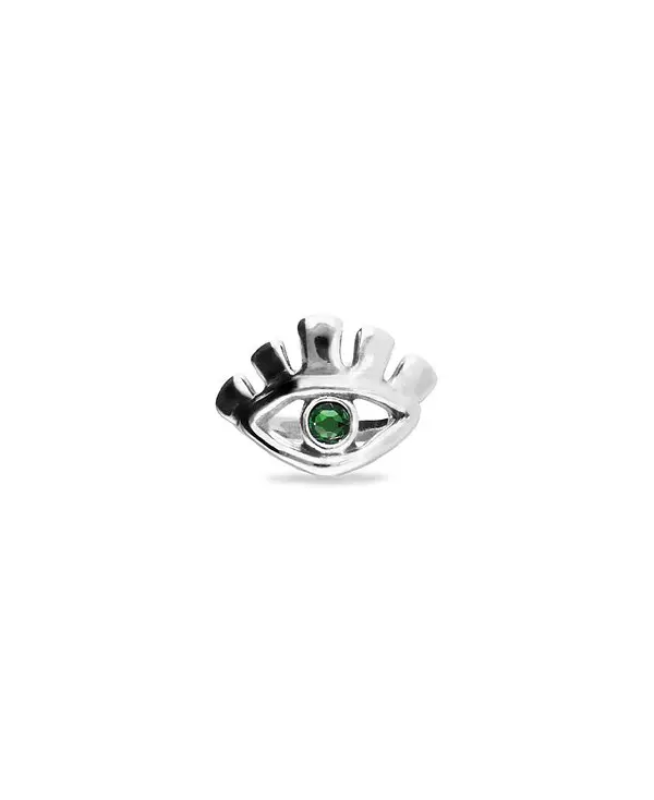 UNODE50 Sterling Plated Eye-shaped Ring With Green Faceted Crystal