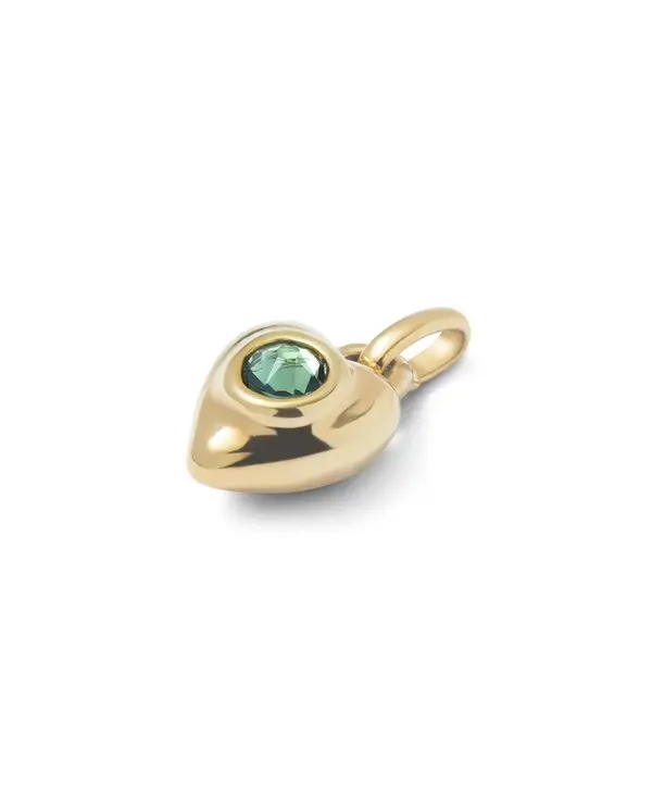 UNODE50 Plated Heart Charm With Green Glass