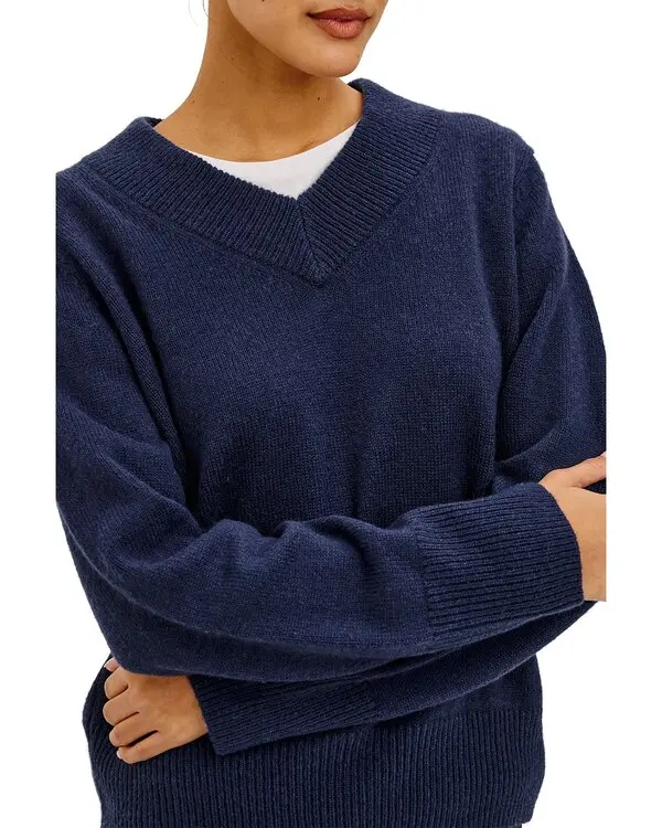 Rails Lidya Rib Trim V Neck Sweater