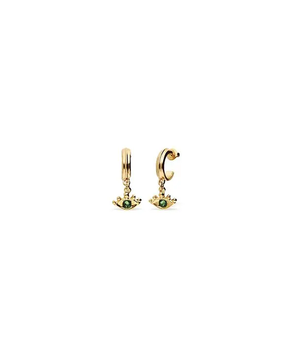 UNODE50 Plated Hoop Earrings With Eye Detail - Gold