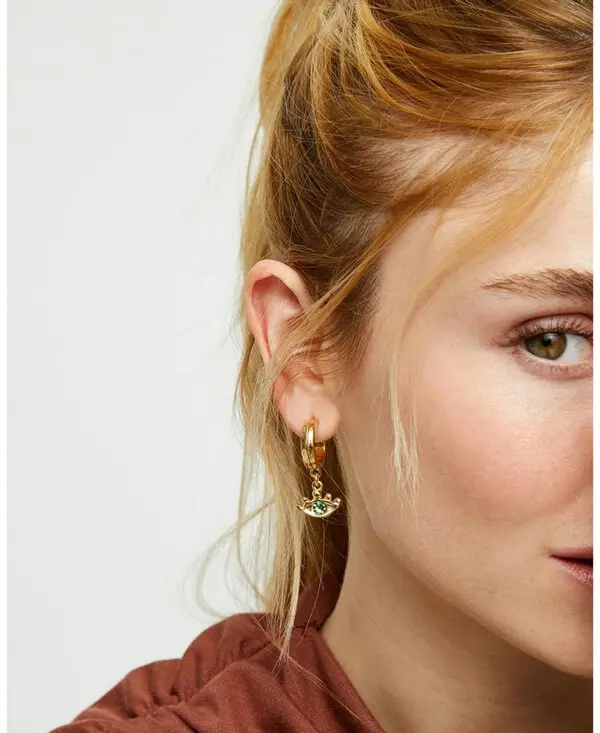 UNODE50 Plated Hoop Earrings With Eye Detail