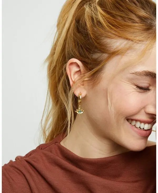 UNODE50 Plated Hoop Earrings With Eye Detail