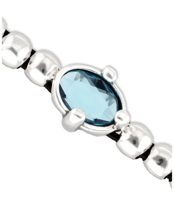 UNODE50 Sterling Plated Ball Bracelet With Blue Faceted Crystal