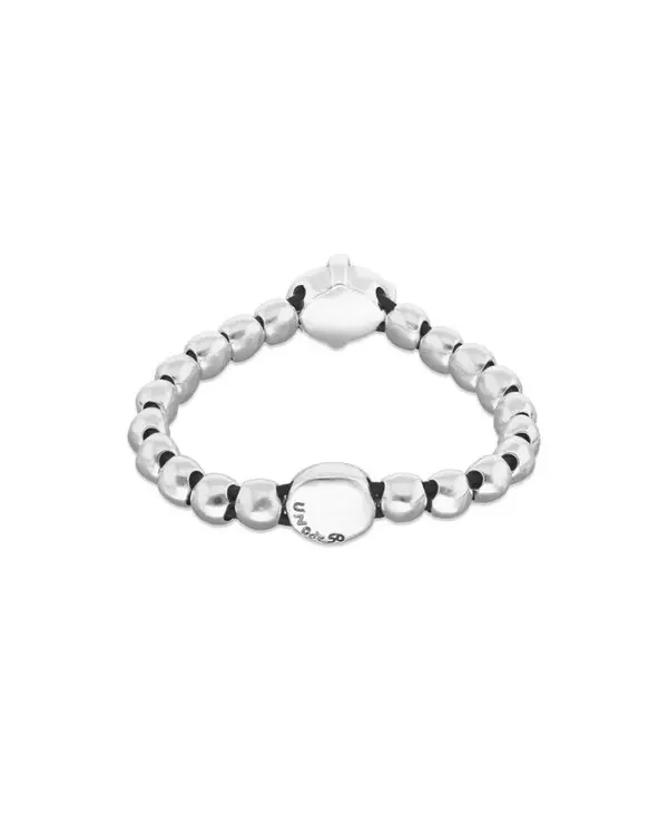 UNODE50 Sterling Plated Ball Bracelet With Blue Faceted Crystal