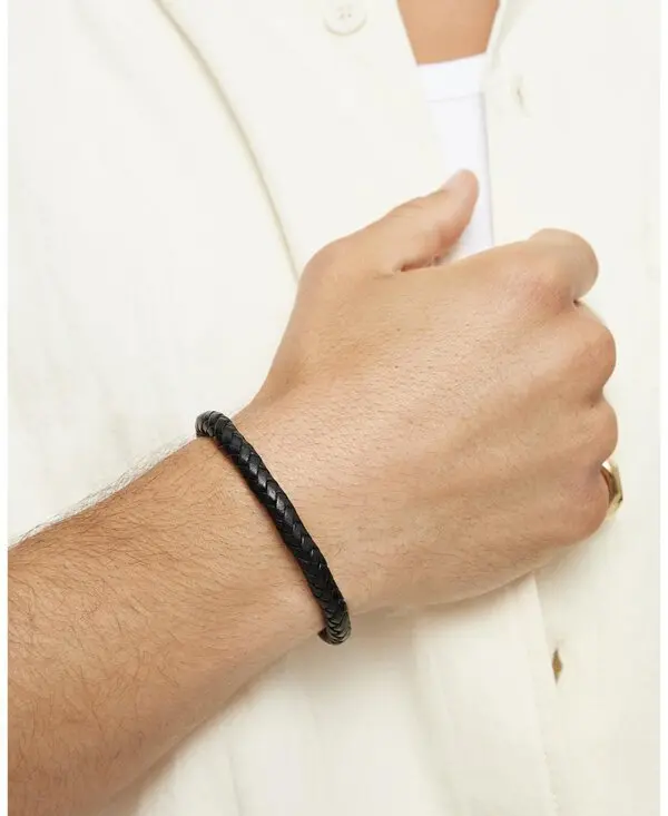 UNODE50 Braided Leather Bracelet With Plated Clasp