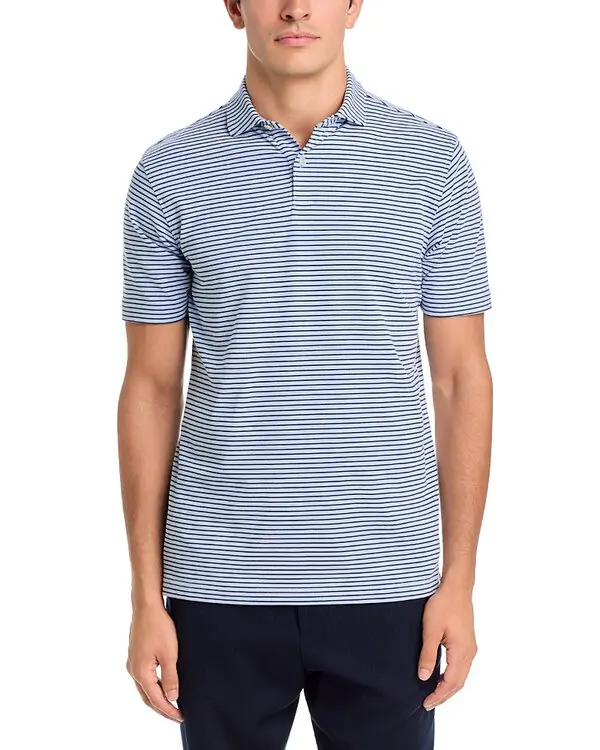 Peter Millar Albatross Stripe Cotton Blend Polo Shirt - Dusk Blue
