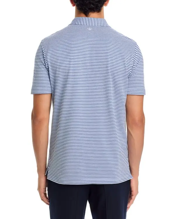 Peter Millar Albatross Stripe Cotton Blend Polo Shirt - Dusk Blue