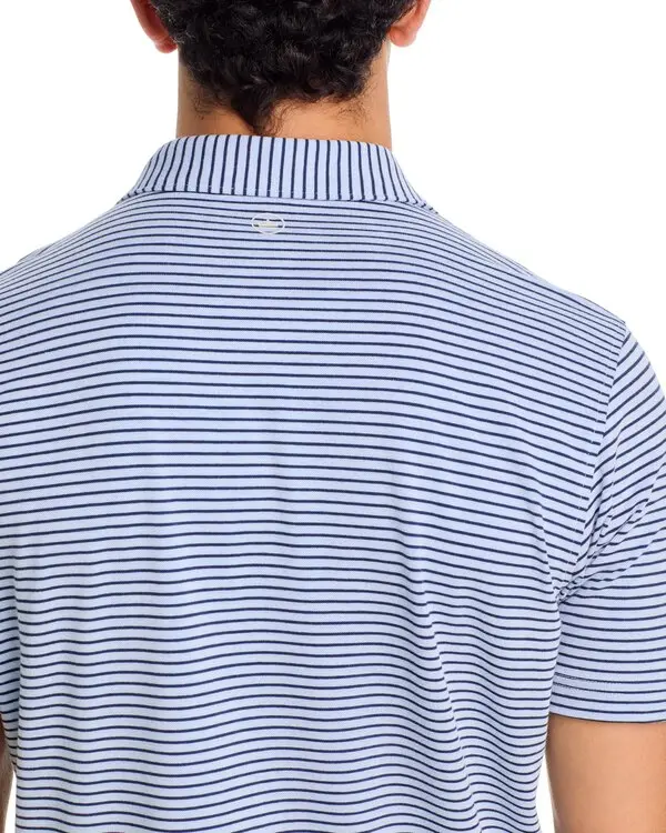 Peter Millar Albatross Stripe Cotton Blend Polo Shirt - Dusk Blue