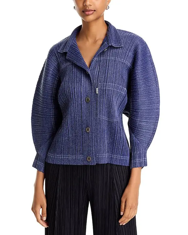 Issey Miyake Textured Denim Jacket - Navy