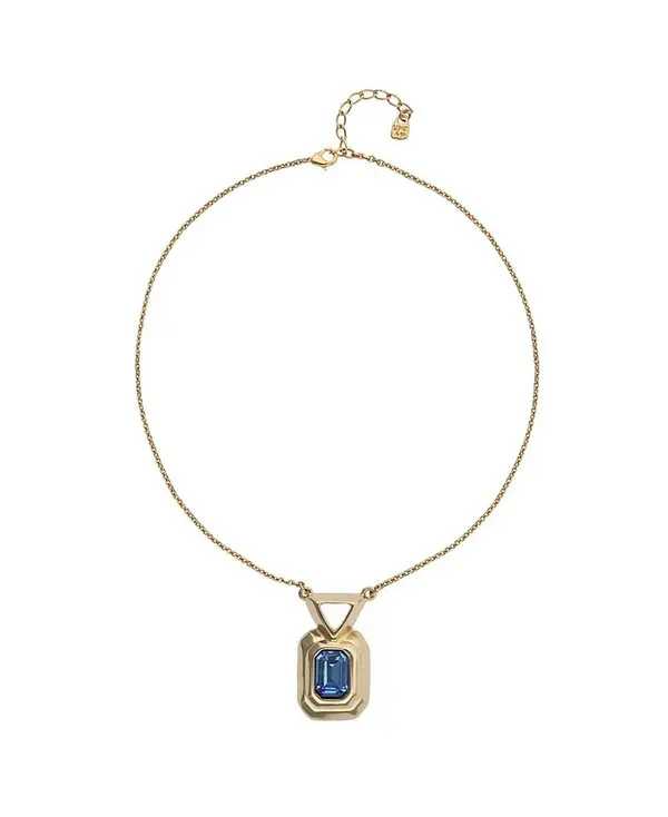 UNODE50 Plated Pendant Necklace With Blue Crystal