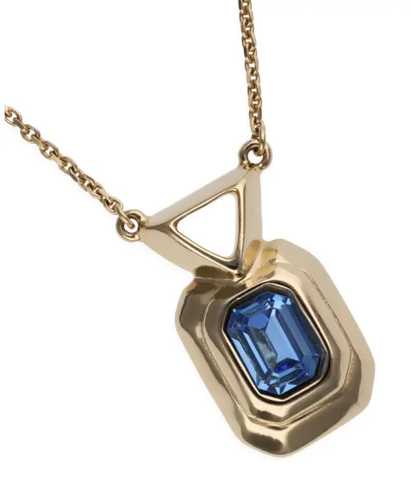 UNODE50 Plated Pendant Necklace With Blue Crystal