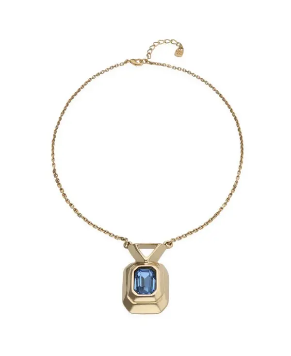 UNODE50 Plated Pendant Necklace With Blue Crystal