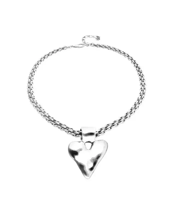 UNODE50 Sterling Plated Chunky Chain Heart Necklace