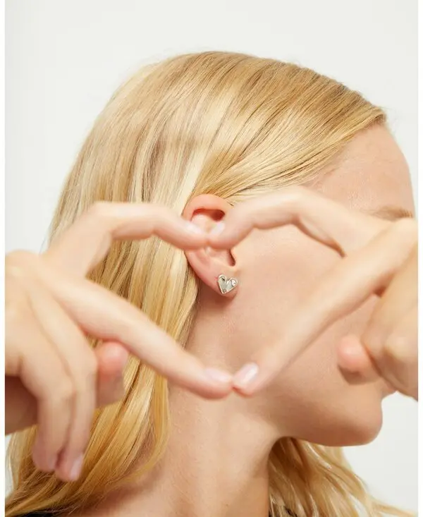 UNODE50 Sterling Plated Heart Earrings - Silver