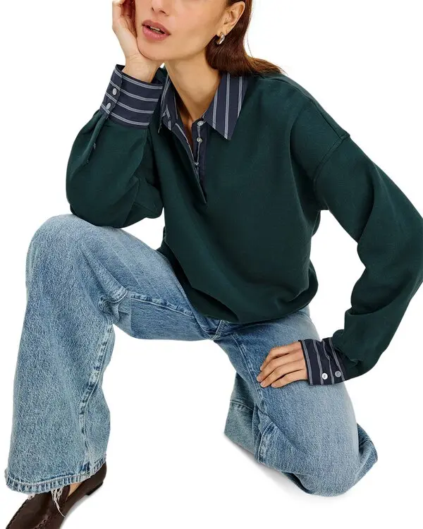 Rails Zavier Contrast Trim Sweatshirt - Forest