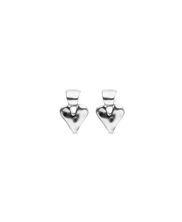 UNODE50 Sterling Plated Heart Drop Earrings - Silver