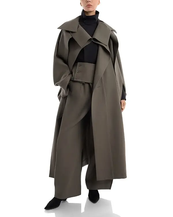 Issey Miyake Wool Long Coat - Gray