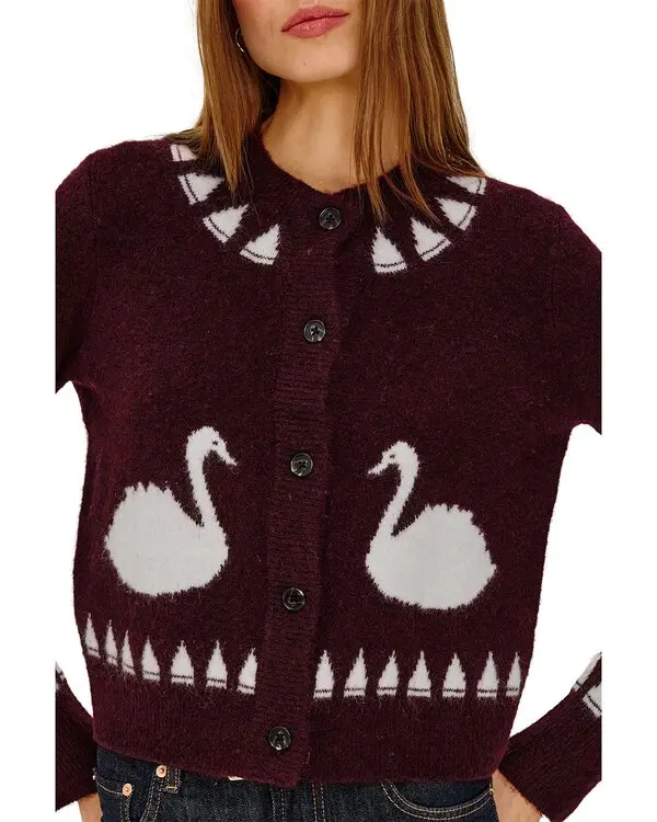 Rails Millie Swan Print Cardigan Sweater