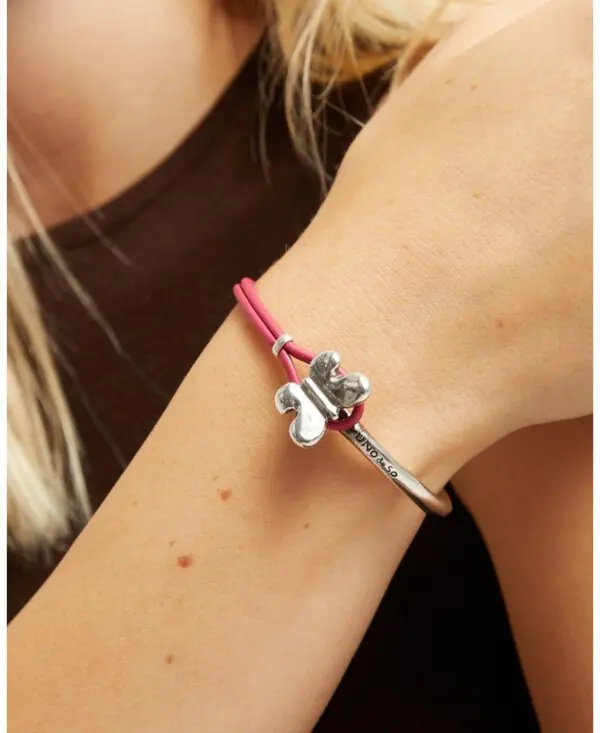 UNODE50 Leather Bracelet With Silver-tone Butterfly