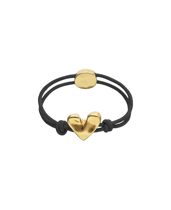 UNODE50 Gold-plated Heart Charm Bracelet - Black
