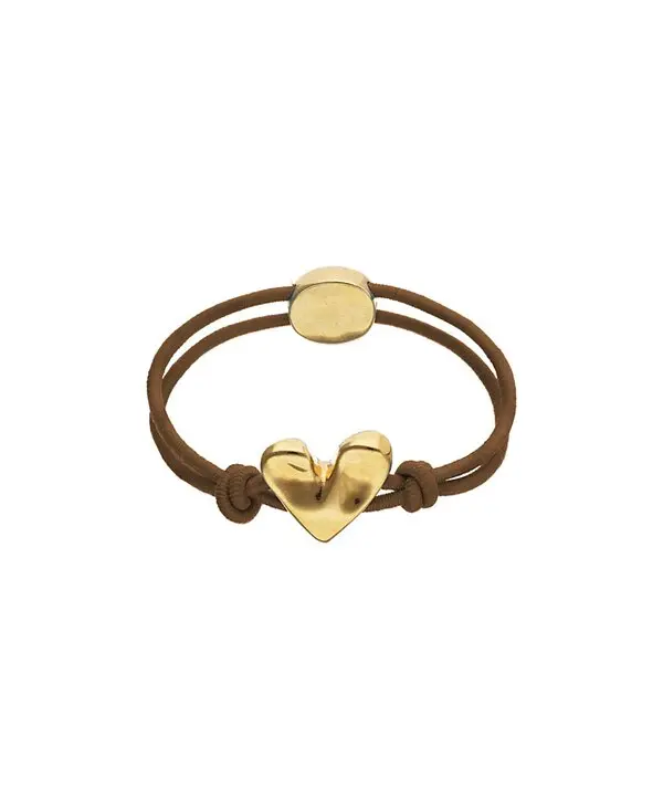 UNODE50 Gold-plated Heart Charm Bracelet - Brown