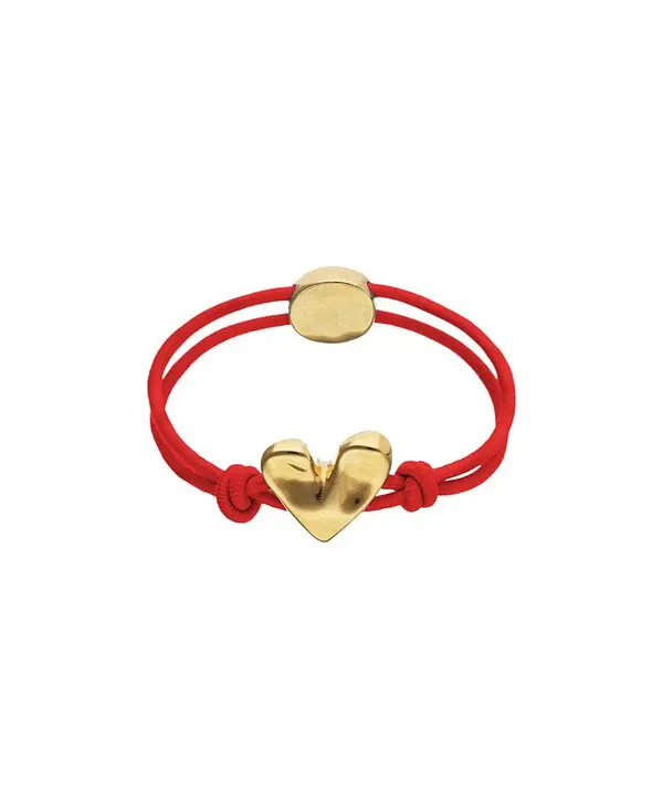 UNODE50 Gold-plated Heart Charm Bracelet - Red