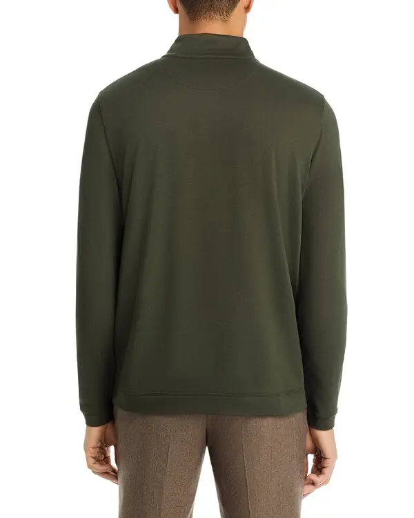 Peter Millar Crown Crafted Albatross Pique Quarter Zip Sweater - Dark Olive