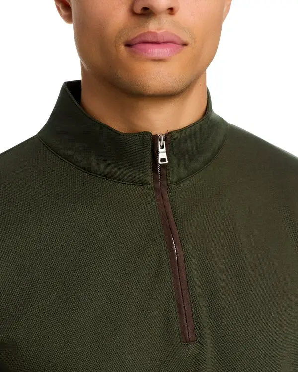 Peter Millar Crown Crafted Albatross Pique Quarter Zip Sweater - Dark Olive