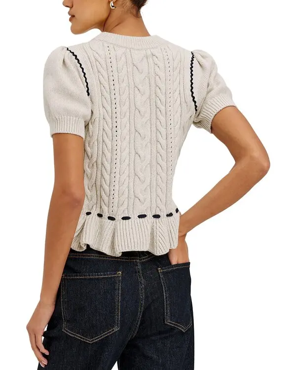 Rails Chandi Cable Knit Ruffle Hem Sweater