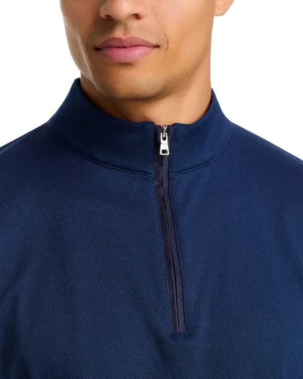 Peter Millar Crown Crafted Albatross Pique Quarter Zip Sweater - Navy