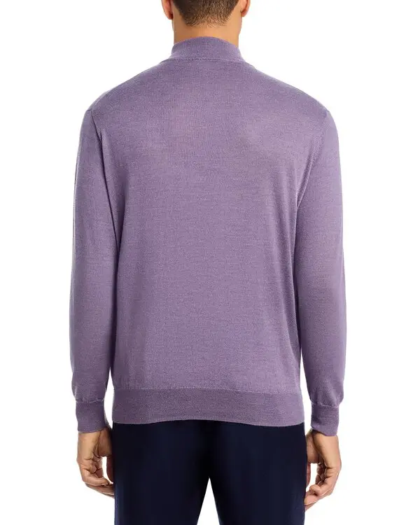 Peter Millar Autumn Crest Quarter Zip Sweater With Suede Trim - Purple Fig