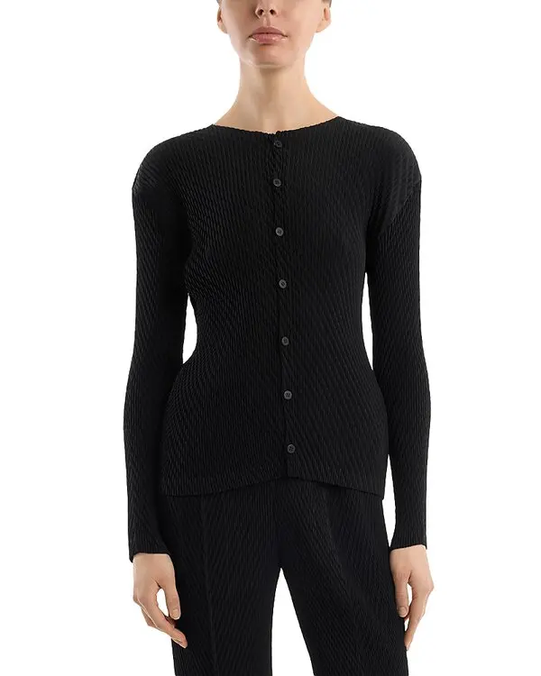 Issey Miyake Rhombus Pleats Textured Cardigan Sweater