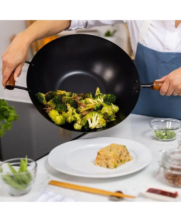 JOYCE CHEN Carbon Steel Ceramic Nonstick Wok, 24.25 L X 14 W X 4.9 H