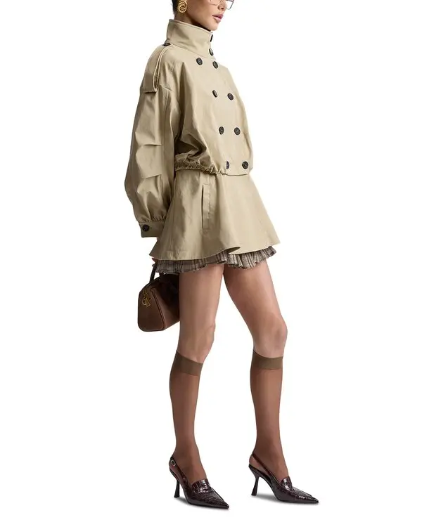 Avec Les Filles Double Breasted Peplum Trench Jacket