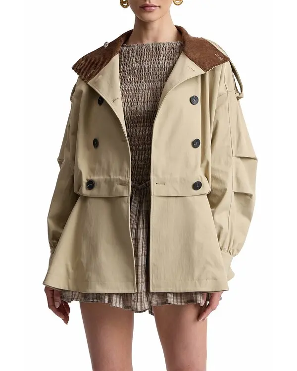 Avec Les Filles Double Breasted Peplum Trench Jacket