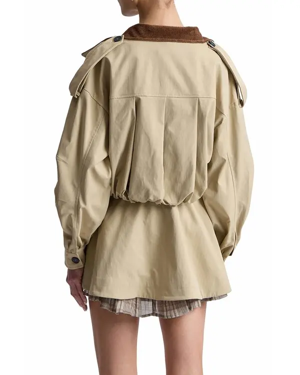 Avec Les Filles Double Breasted Peplum Trench Jacket