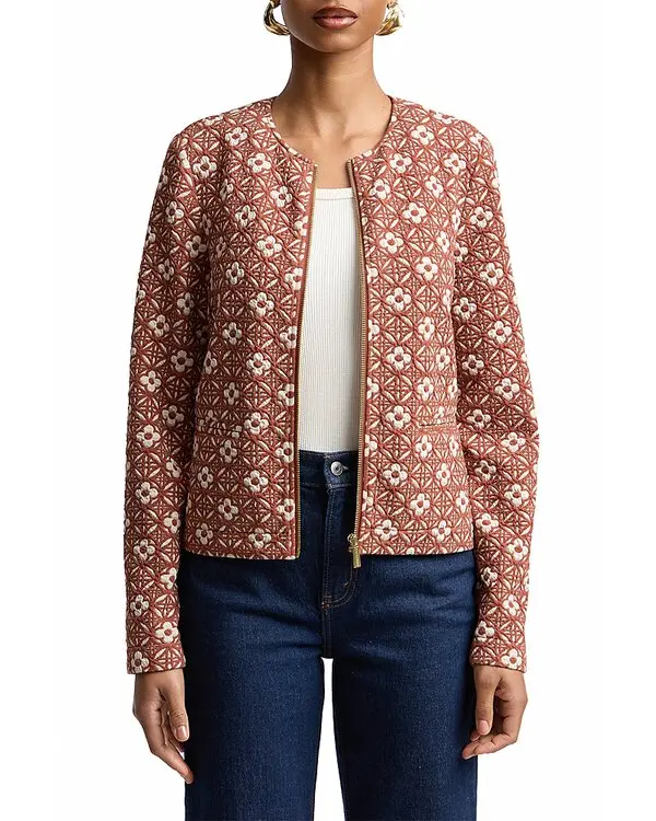 Bagatelle Jacquard Collarless Zip-up Jacket