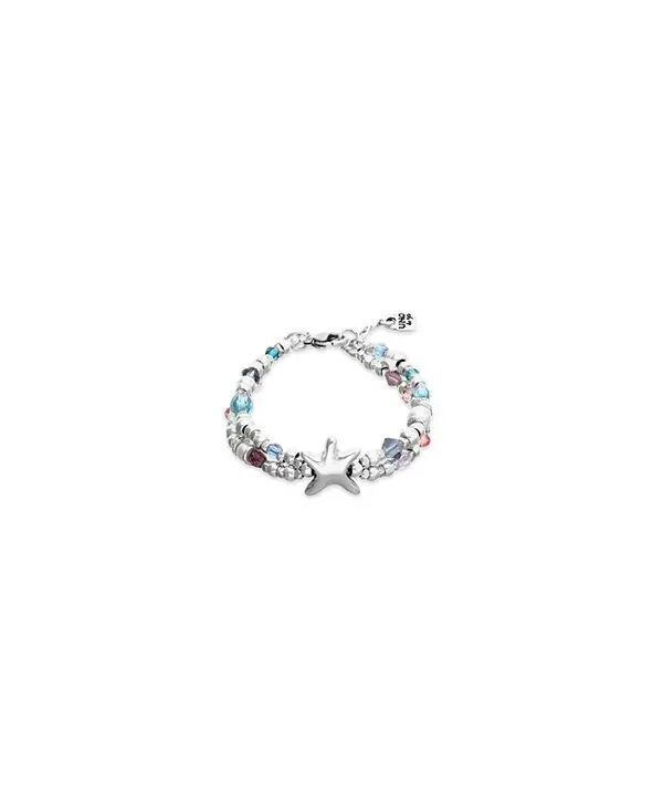 UNODE50 Double Bracelet With Multicolor Crystals And Star Motif - Silver