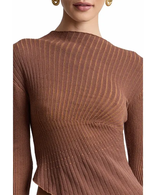 Avec Les Filles Asymmetric Ribbed Knit Top