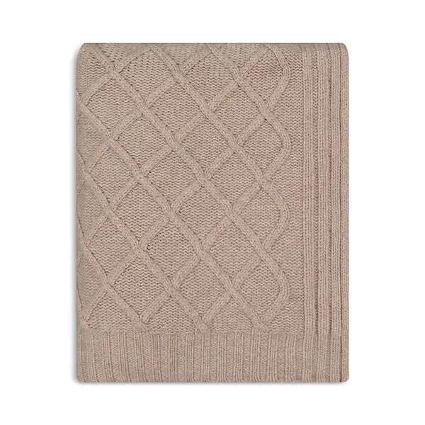 Sofia Cashmere Diamond Knit Cashmere Throw Blanket - Ivory