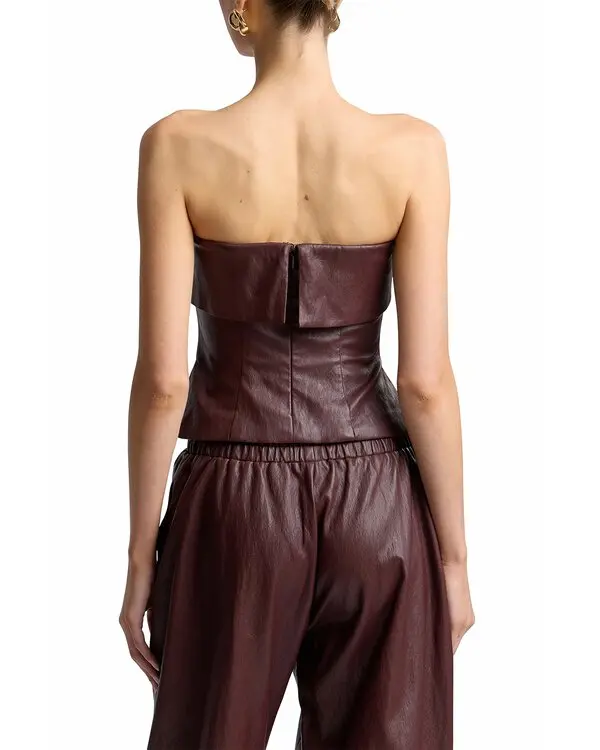 Avec Les Filles Faux Leather Foldover Strapless Top