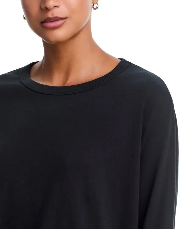 The Great. The Long Sleeve Cotton Cropped Tee - Almost Black