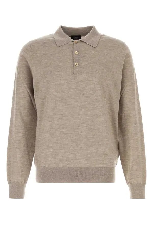 Brioni Dove Grey Cashmere Blend Polo Shirt